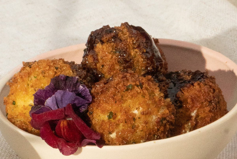 Fried Goat Cheese Balls with Texas Balsamic Drizzle – Texas Hill ...